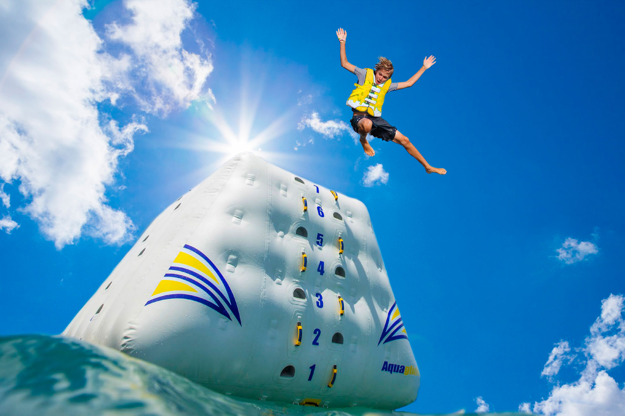 The Aquapark at Adrenalin Quarry, Cornwall